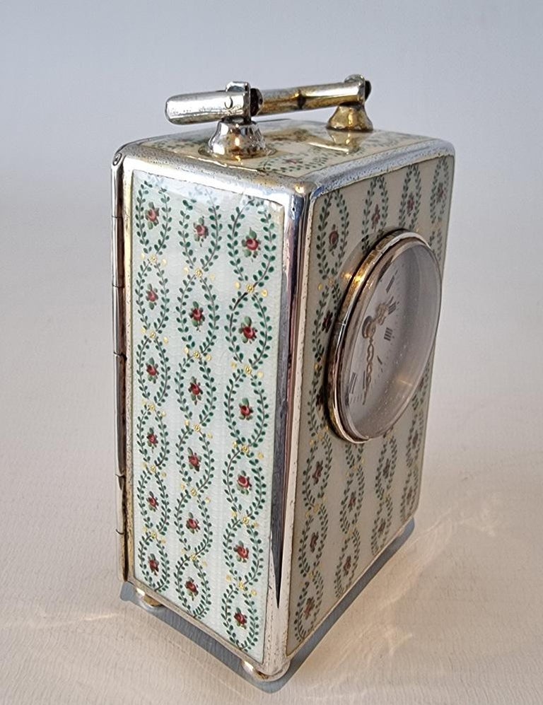 Silver and Guilloche Enamel Miniature Carriage Clock by Georg Adam ...