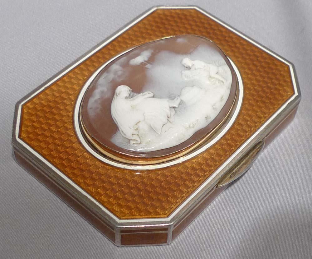 Silver and Guilloche Enamel Snuff Box with Fine Neo-Classical Cameo For ...