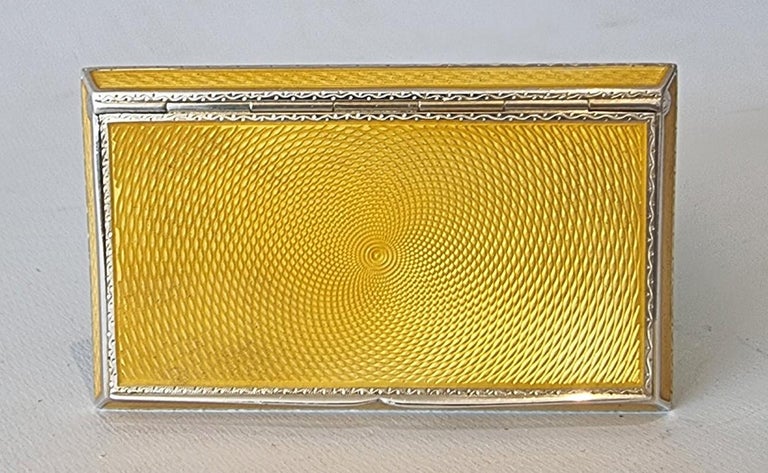 Silver and Imperial Yellow Guilloche Enamel Art Deco Card Case For Sale ...