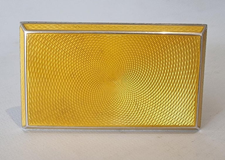 Silver and Imperial Yellow Guilloche Enamel Art Deco Card Case For Sale ...