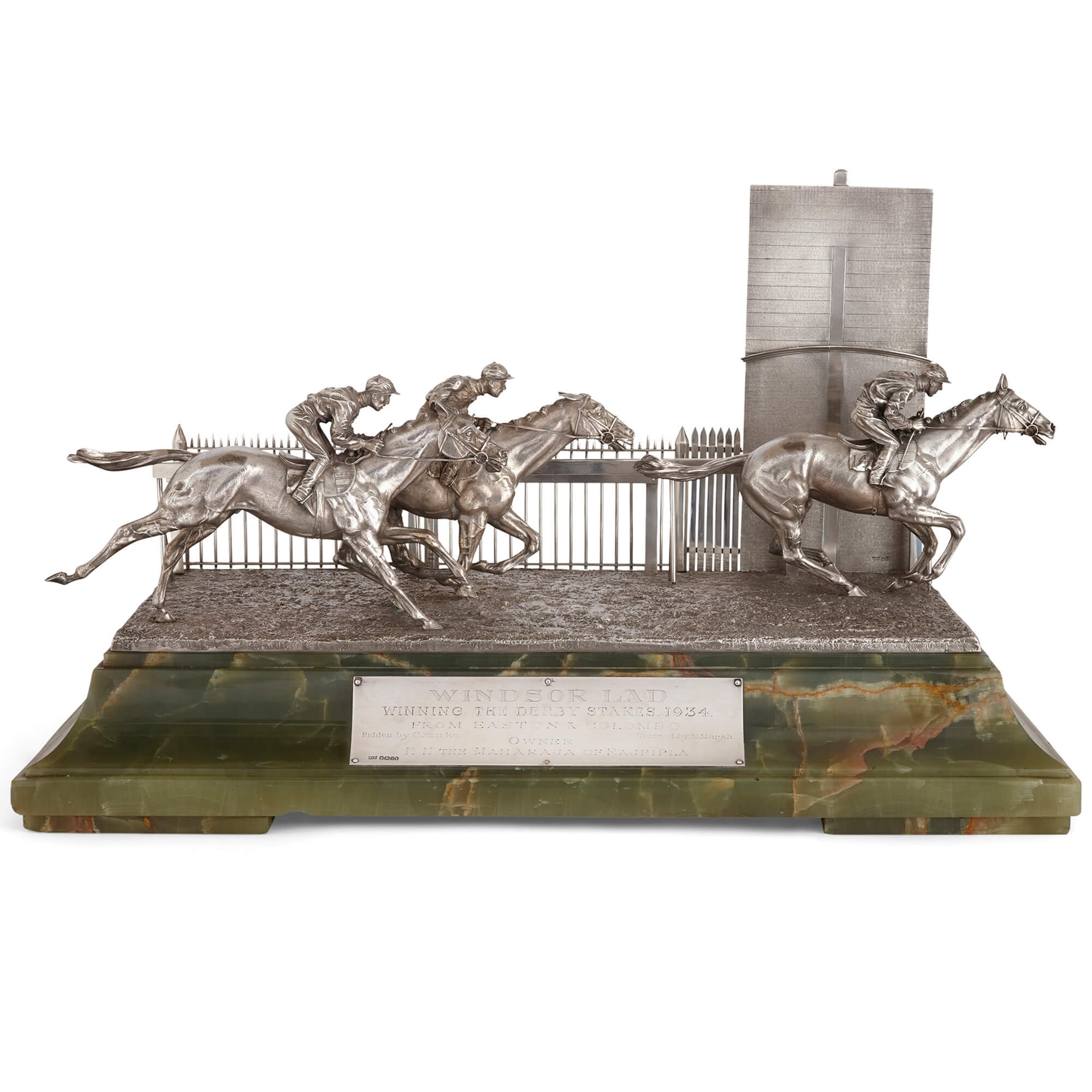 Silver and Onyx Horse Racing Sculpture by Mappin and Webb For Sale at ...