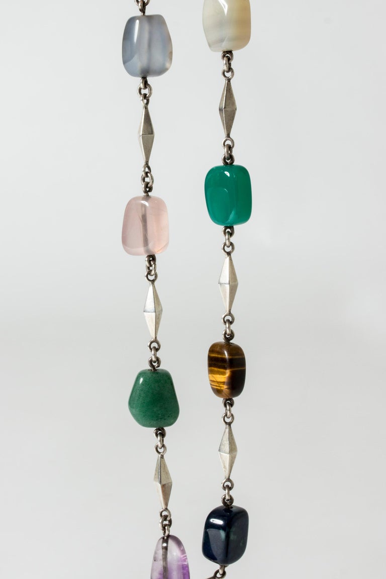 Silver and Semi-Precious Stones Collier by Arvo Saarela, Sweden, 1963 ...