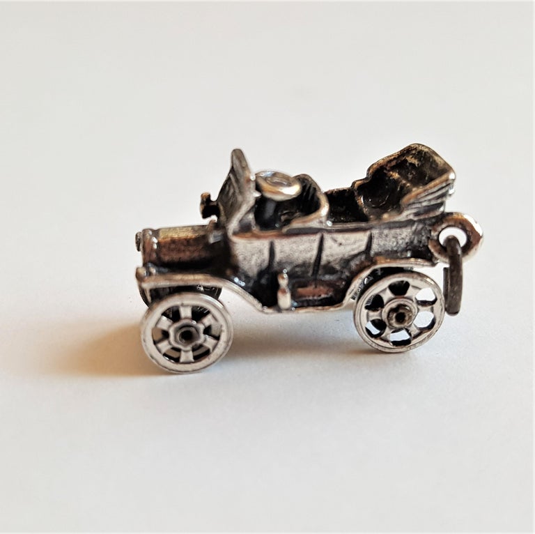 Silver Antique Classic Car Charm Wheels Spin at 1stDibs