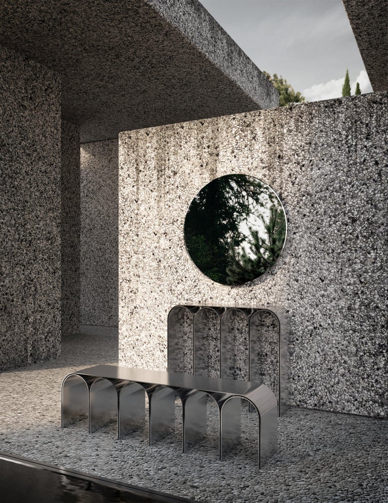 Silver Arch Bench in Polished Steel by Pietro Franceschini For Sale at ...