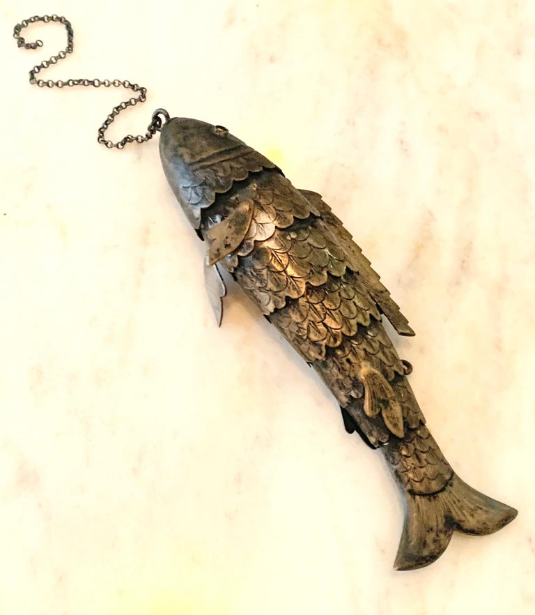 Silver Articulated Koi Fishing Lure with Chain For Sale at 1stDibs