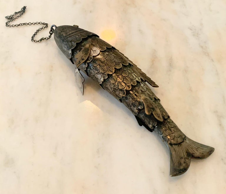Silver Articulated Koi Fishing Lure with Chain For Sale at 1stDibs