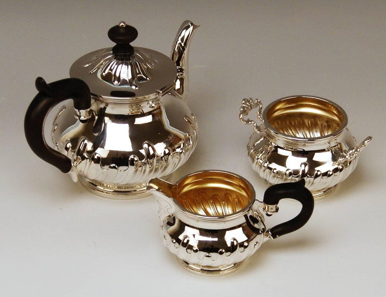 Silver Austria Vienna Tea Pot Sugar Bowl Creamer Baroque Style ...