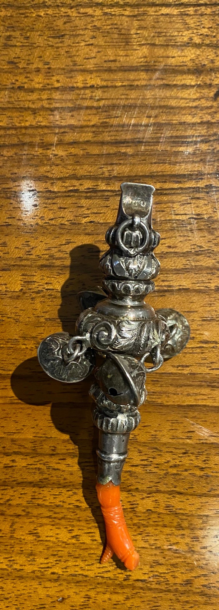 Silver Baby Rattle with Coral For Sale at 1stDibs