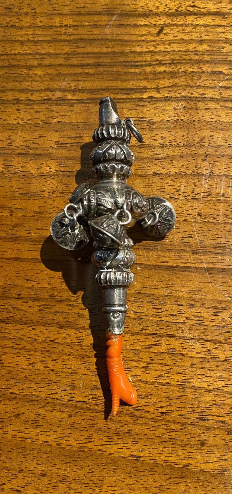 Silver Baby Rattle with Coral For Sale at 1stDibs
