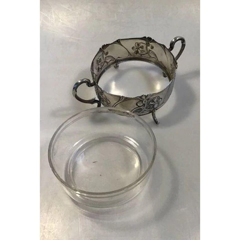 Silver Bowl with Glass Insert For Sale at 1stDibs