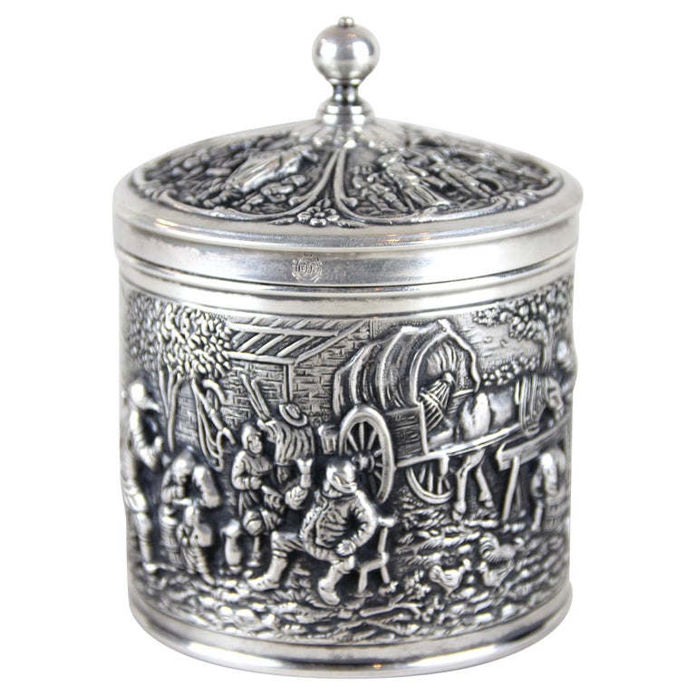 Silver Box with Lid Embossed, Germany, circa 1915 at 1stDibs