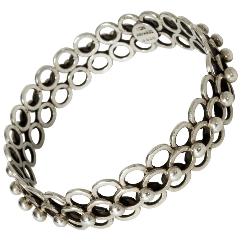 Silver Bracelet by Hermann Ole Jacobsen, Denmark, 1950s For Sale at 1stDibs