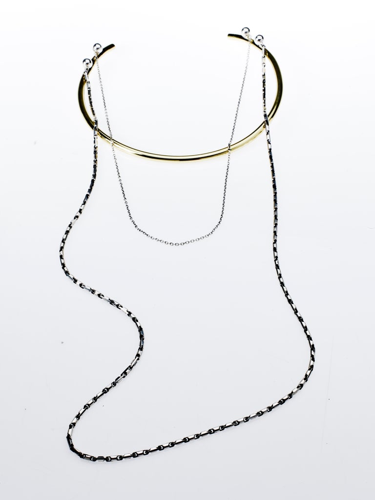 Choker Necklace Cuff Silver Brass Neck Cuff Italian Chains J Dauphin ...