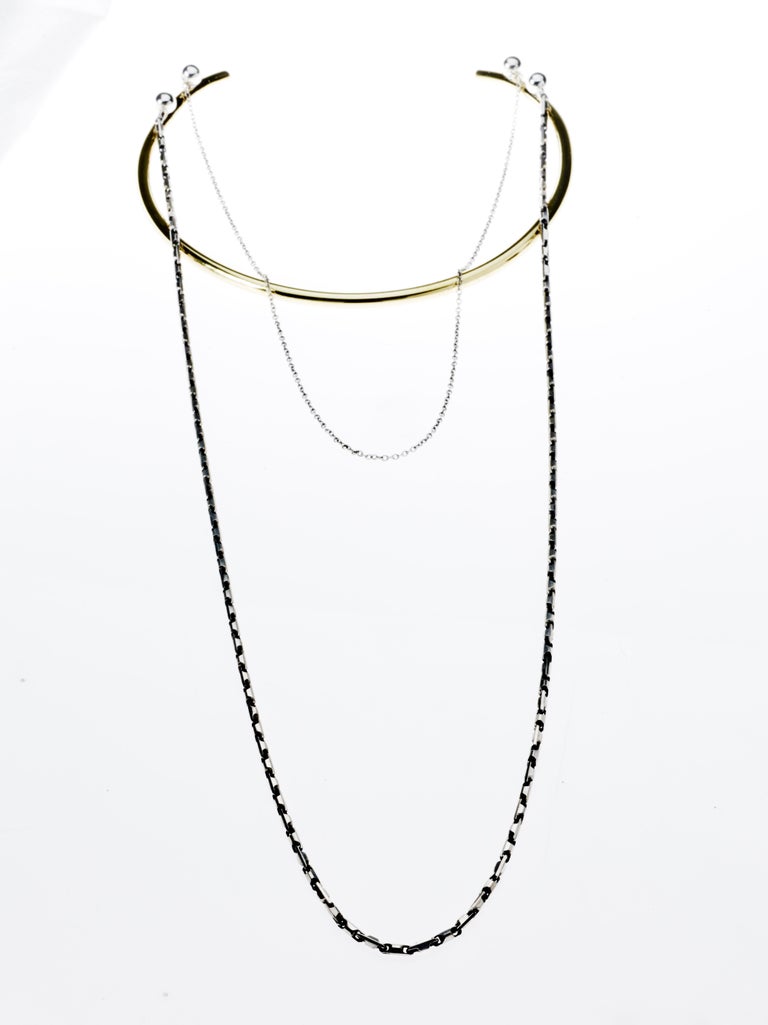 Choker Necklace Cuff Silver Brass Neck Cuff Italian Chains J Dauphin ...