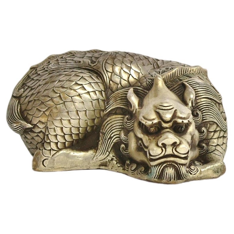 Silver Bronze Dragon Paperweight For Sale at 1stDibs