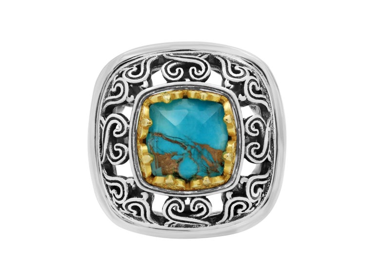 Silver Byzantine Dome Ring with Doublet Copper Turquoise For Sale at ...