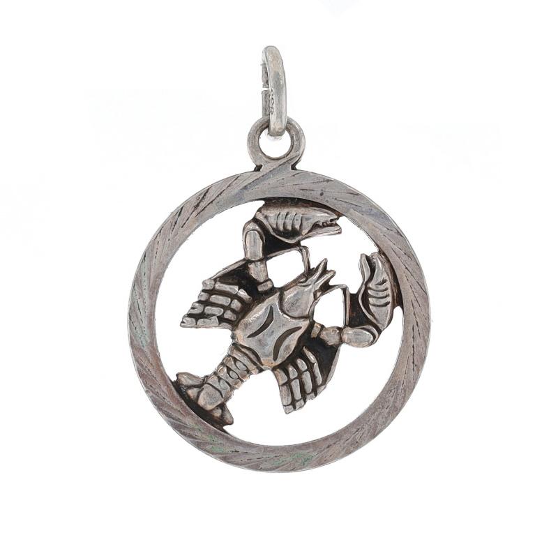 Silver Cancer Zodiac Sign Pendant - 835 Astrology Lobster Charm For ...