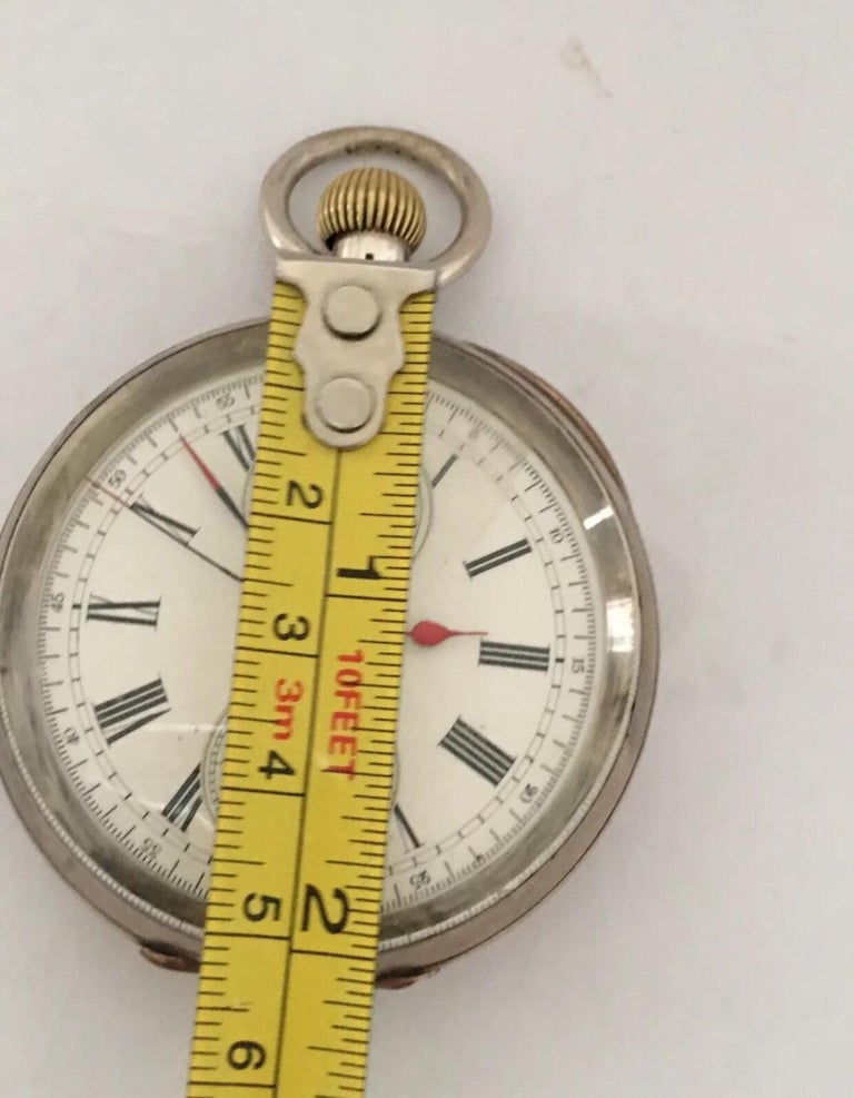 Silver Cased Swiss Lever Chronograph Centre Seconds Pocket Watch For ...