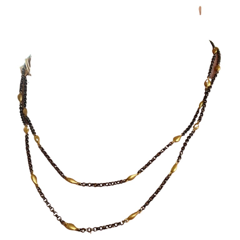 Silver Chain with 24K Beads by Kurtulan of Istanbul, Turkey at 1stDibs