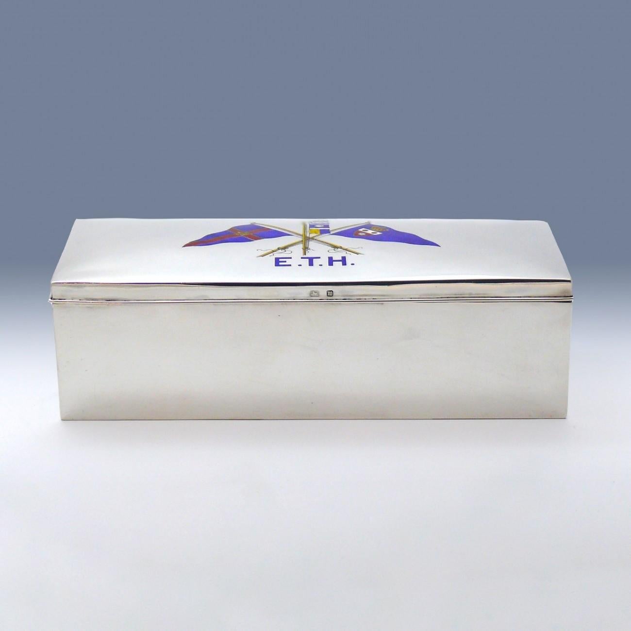Sterling Silver Cigar Box with Enamel Yachting Flags, hallmarked 1896 ...
