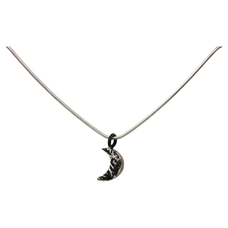 Silver Crescent Moon Necklace For Sale at 1stDibs