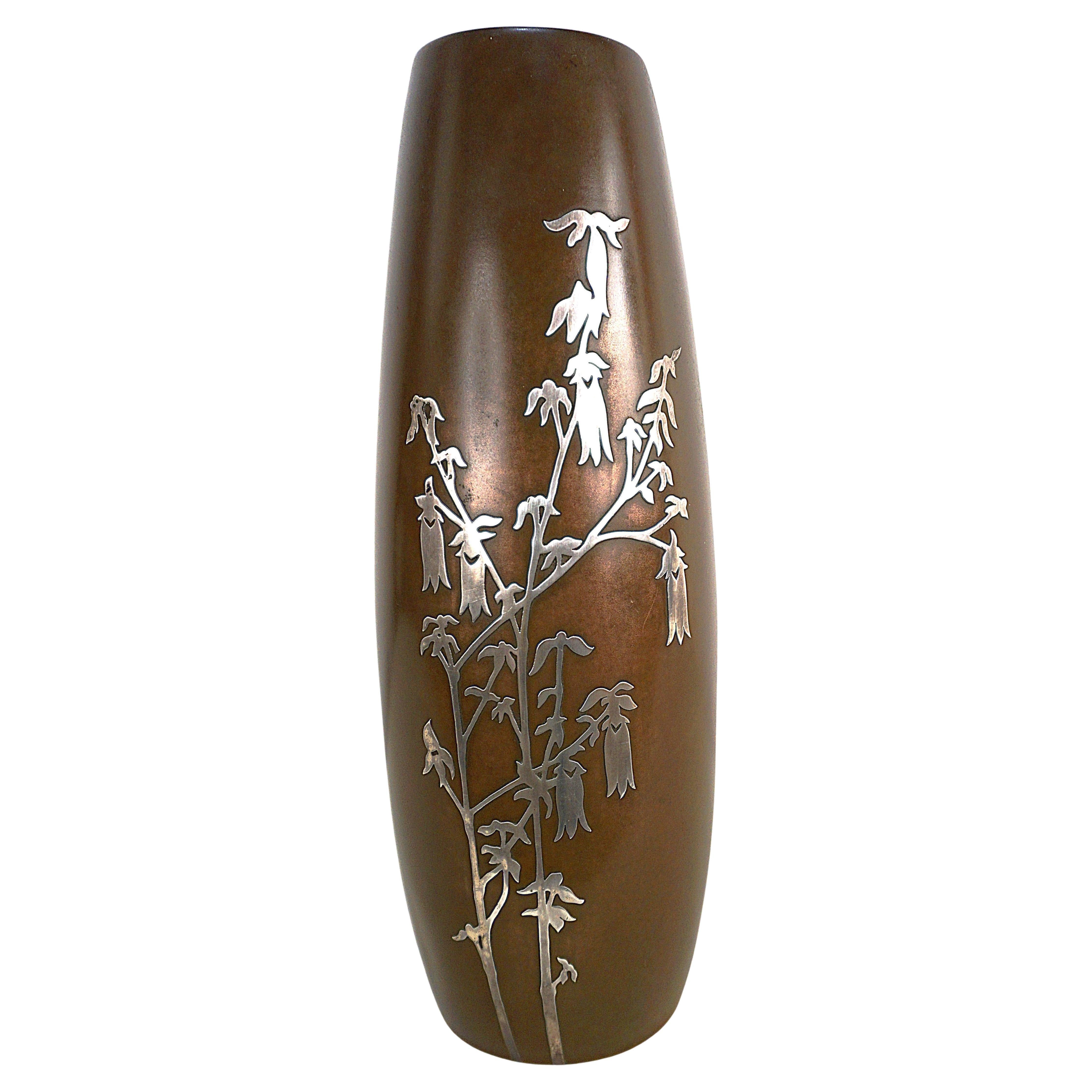 Silver Crest Silver on Bronze Arts and Crafts Art Nouveau Vase For Sale ...