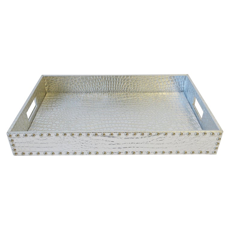Crocodile Alligator Style Serving or Storage Tray with Nailhead Design ...