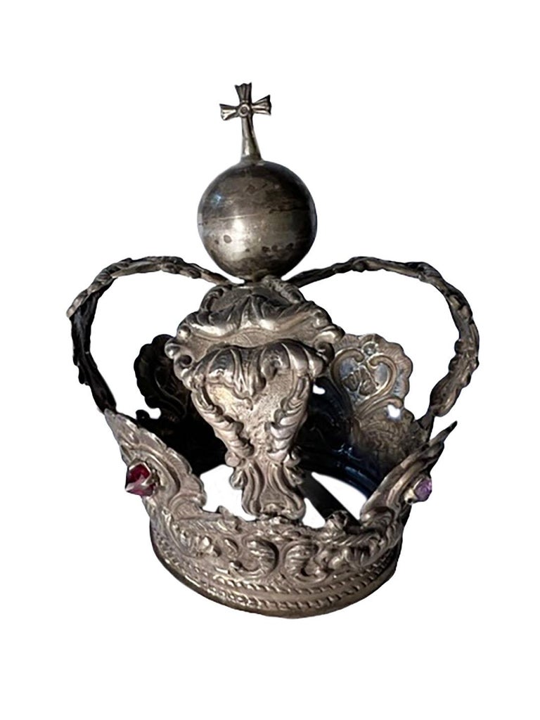 Silver Crown with Colored Jewels For Sale at 1stDibs
