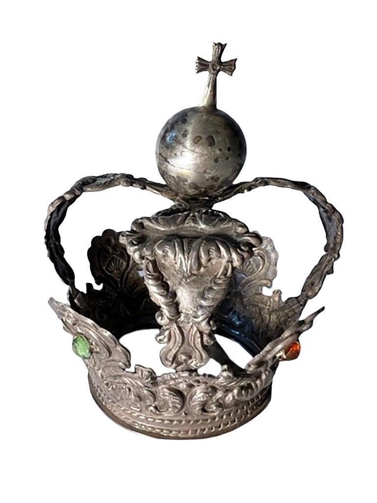 Silver Crown with Colored Jewels For Sale at 1stDibs