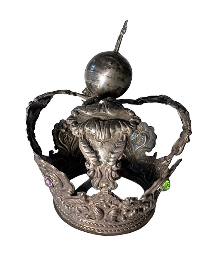 Silver Crown with Colored Jewels For Sale at 1stDibs
