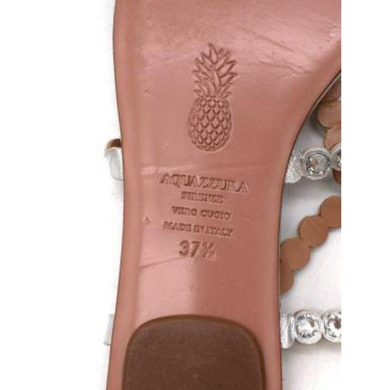 Silver crystal embellished flat sandals For Sale at 1stDibs