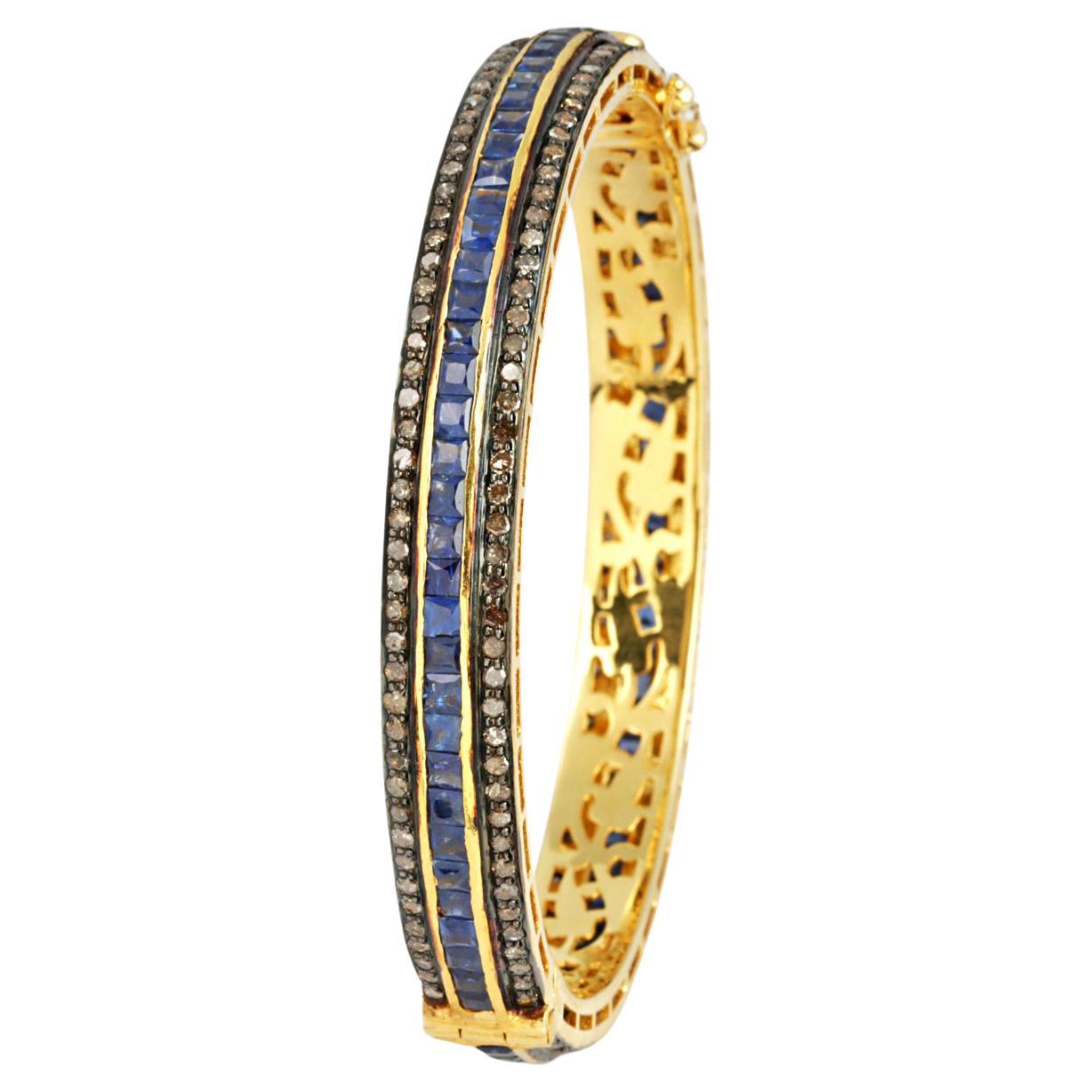 925 Sterling Silver 1.91cts Sapphire Bangle For Sale at 1stDibs