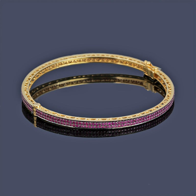 925 Sterling Silver 3.10cts ruby Bangle For Sale at 1stDibs