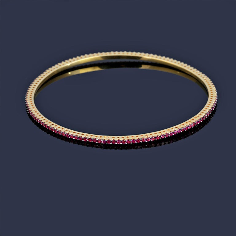 925 Sterling Silver 2.60cts Ruby Bangle For Sale at 1stDibs