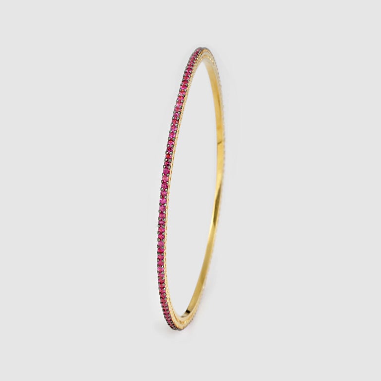 925 Sterling Silver 2.60cts Ruby Bangle For Sale at 1stDibs