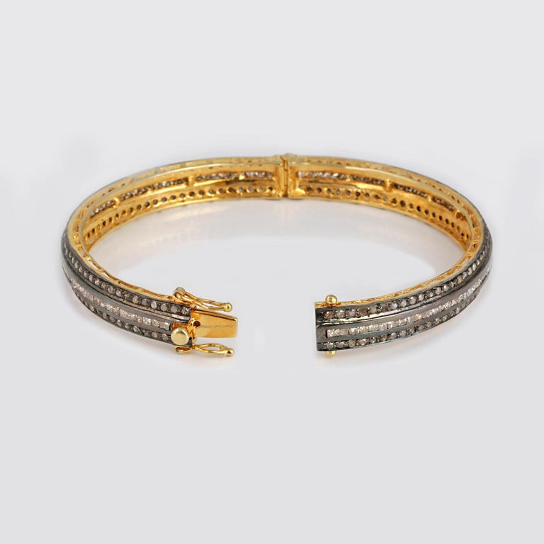 925 Sterling Silver 6.47cts Diamond Bangle For Sale at 1stDibs
