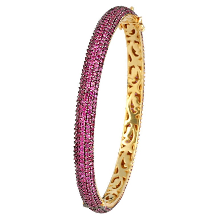 925 Sterling Silver 3.75cts Diamond and 10.10cts ruby Bangle For Sale ...