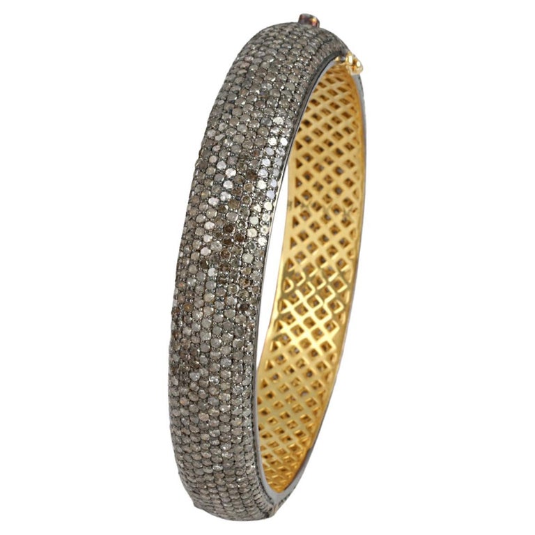 925 Sterling Silver and 3.20cts Diamond Bangle For Sale at 1stDibs