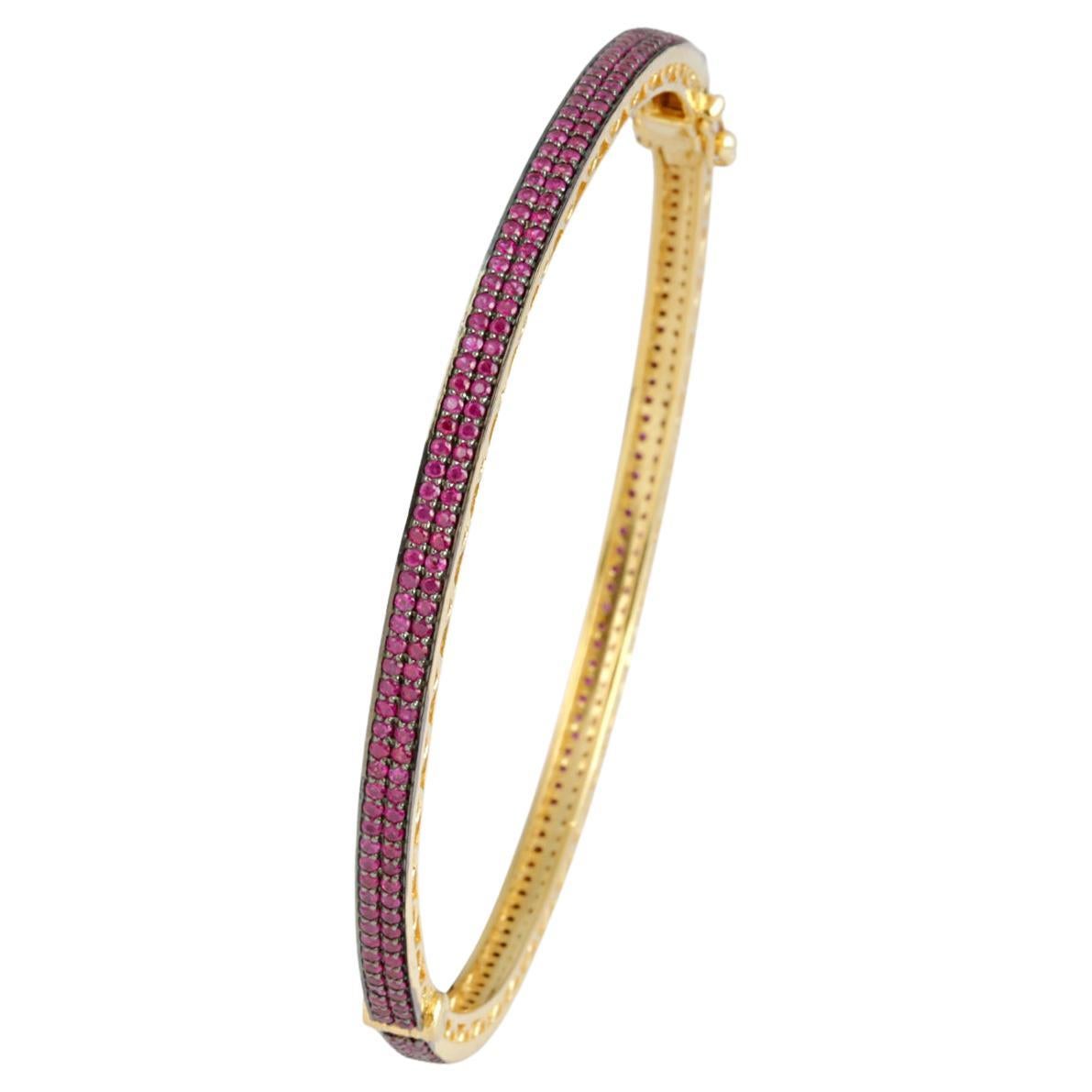 925 Sterling Silver 2.60cts Ruby Bangle For Sale at 1stDibs