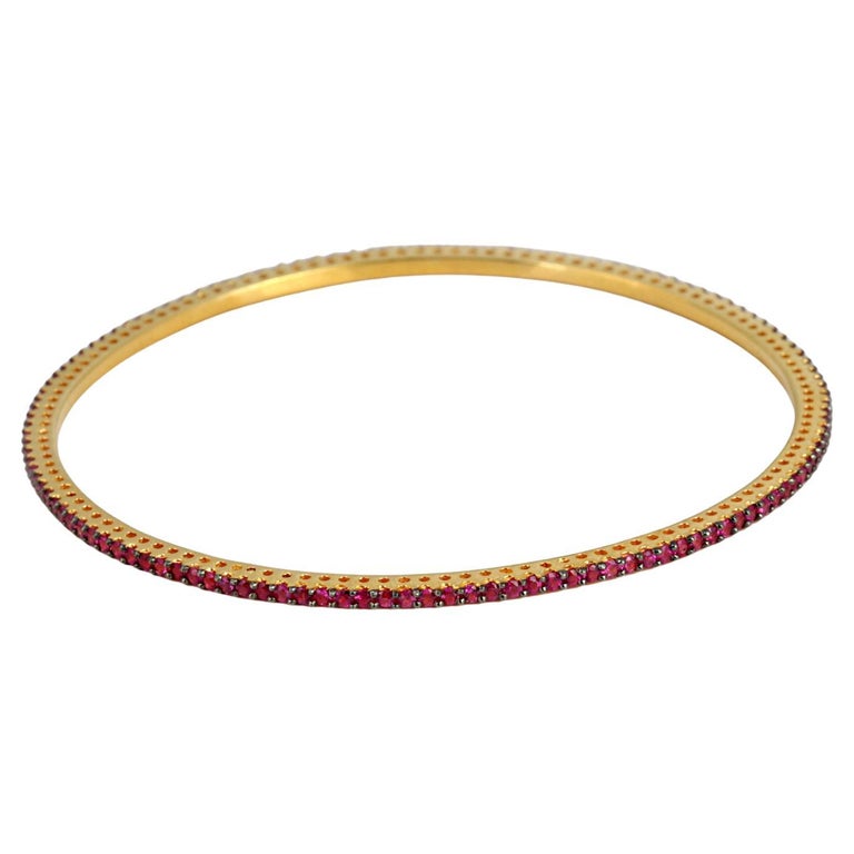 925 Sterling Silver 2.60cts Ruby Bangle For Sale at 1stDibs