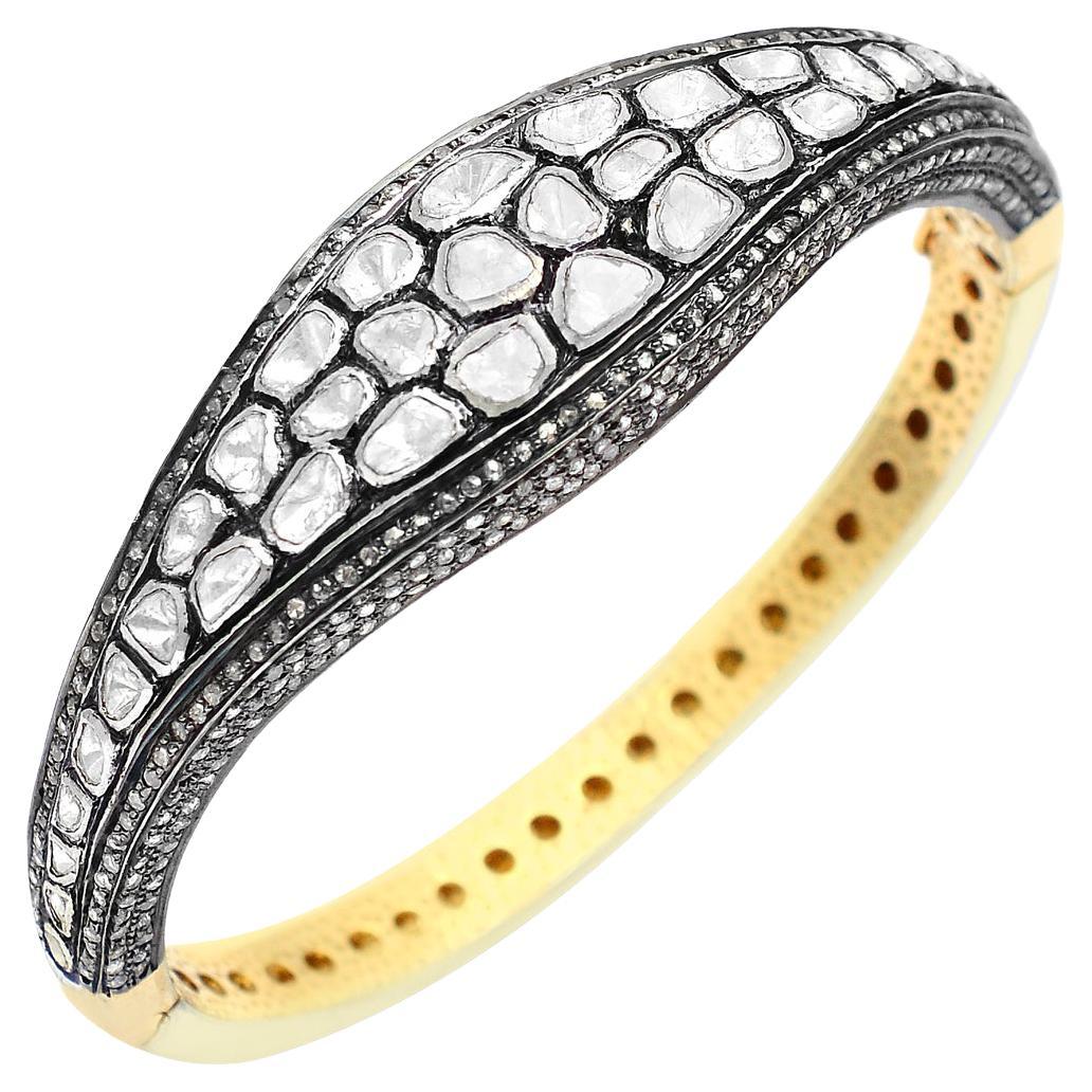 925 Sterling Silver 5.60cts Diamond Bangle For Sale at 1stDibs