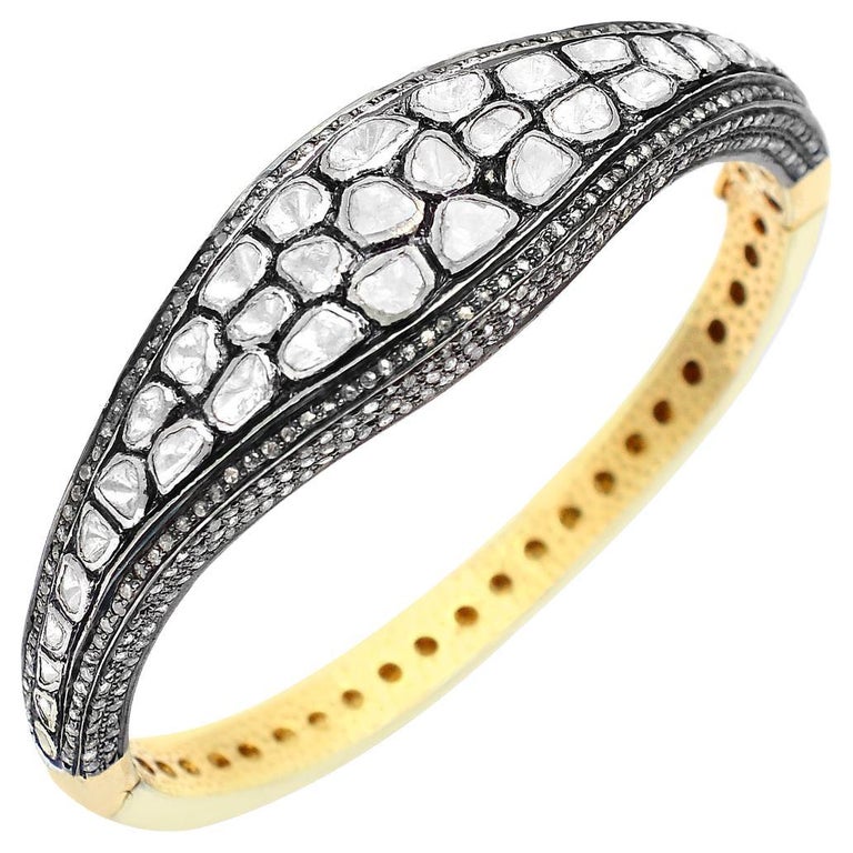 925 Sterling Silver 5.35cts Diamond Bangle For Sale at 1stDibs