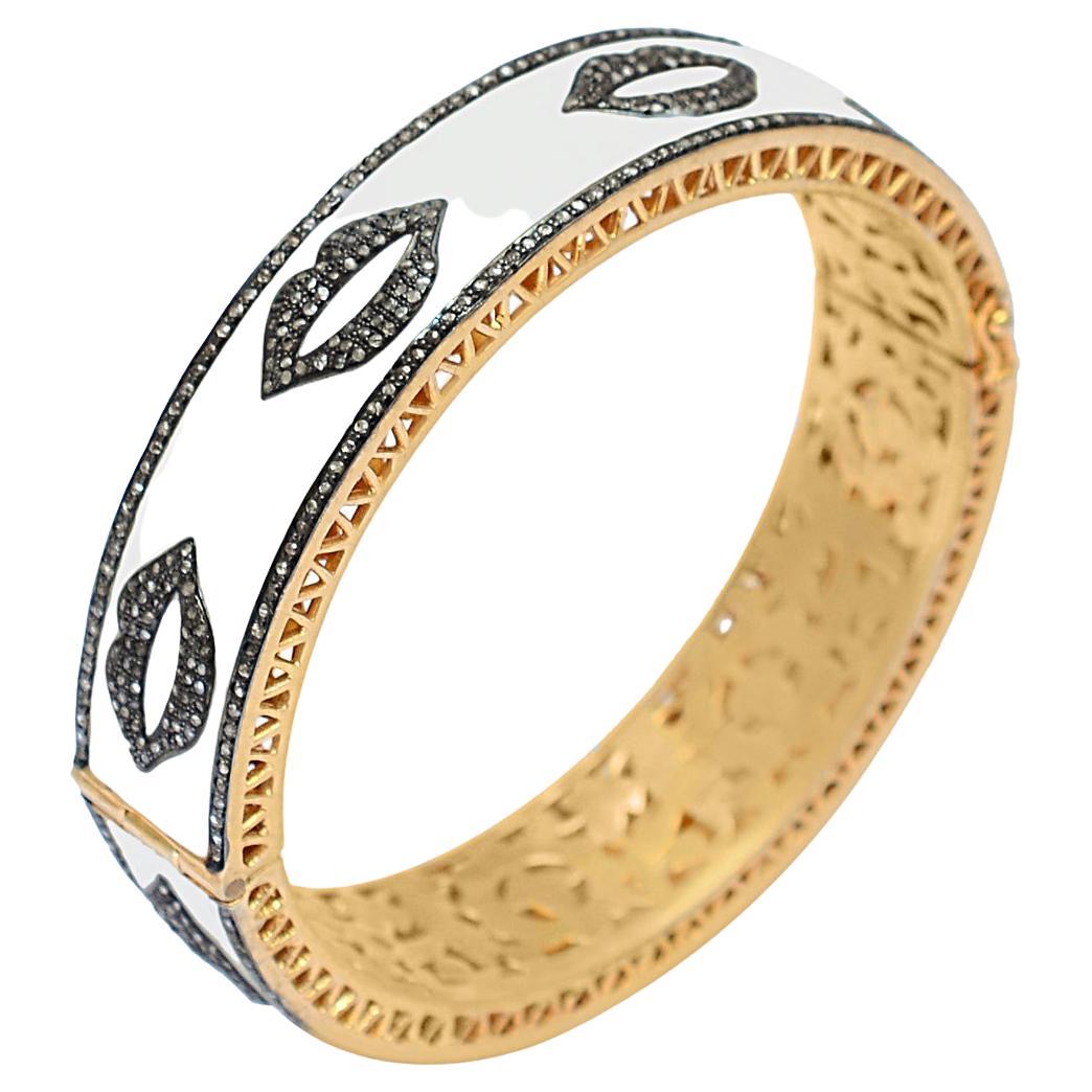 925 Sterling Silver and 3.20cts Diamond Bangle For Sale at 1stDibs