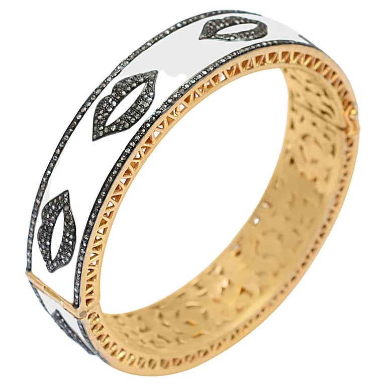 925 Sterling Silver 3.52cts Diamond Bangle For Sale at 1stDibs