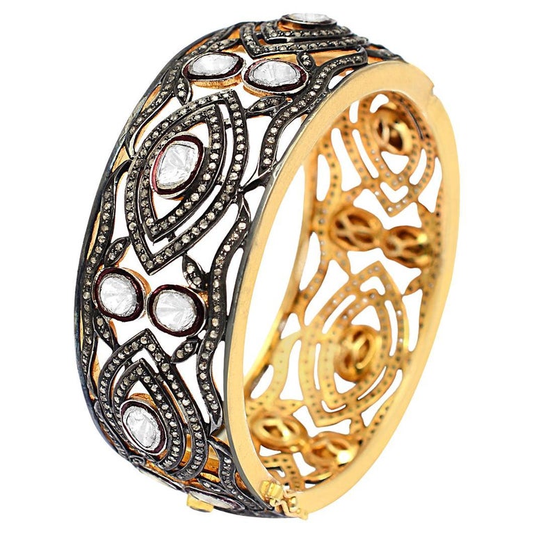 925 Sterling Silver 8.23cts Diamond Bangle For Sale at 1stDibs