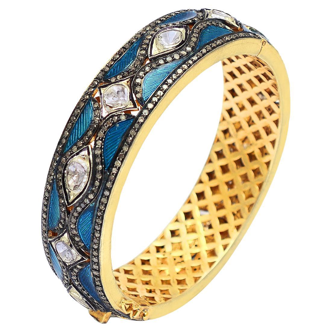 925 Sterling Silver 3.52cts Diamond Bangle For Sale at 1stDibs
