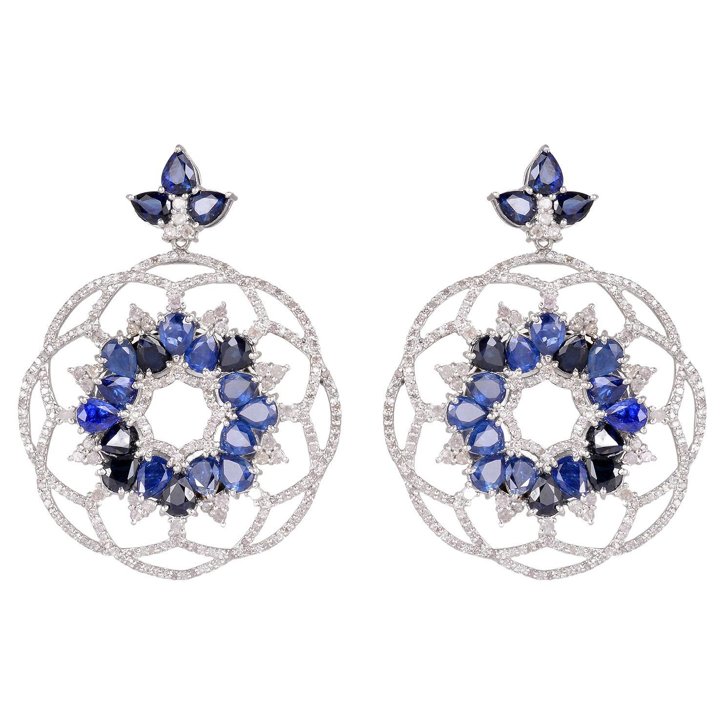 Victorian Sapphire Diamond Silver Gold Earrings Pendant Brooch Set For ...