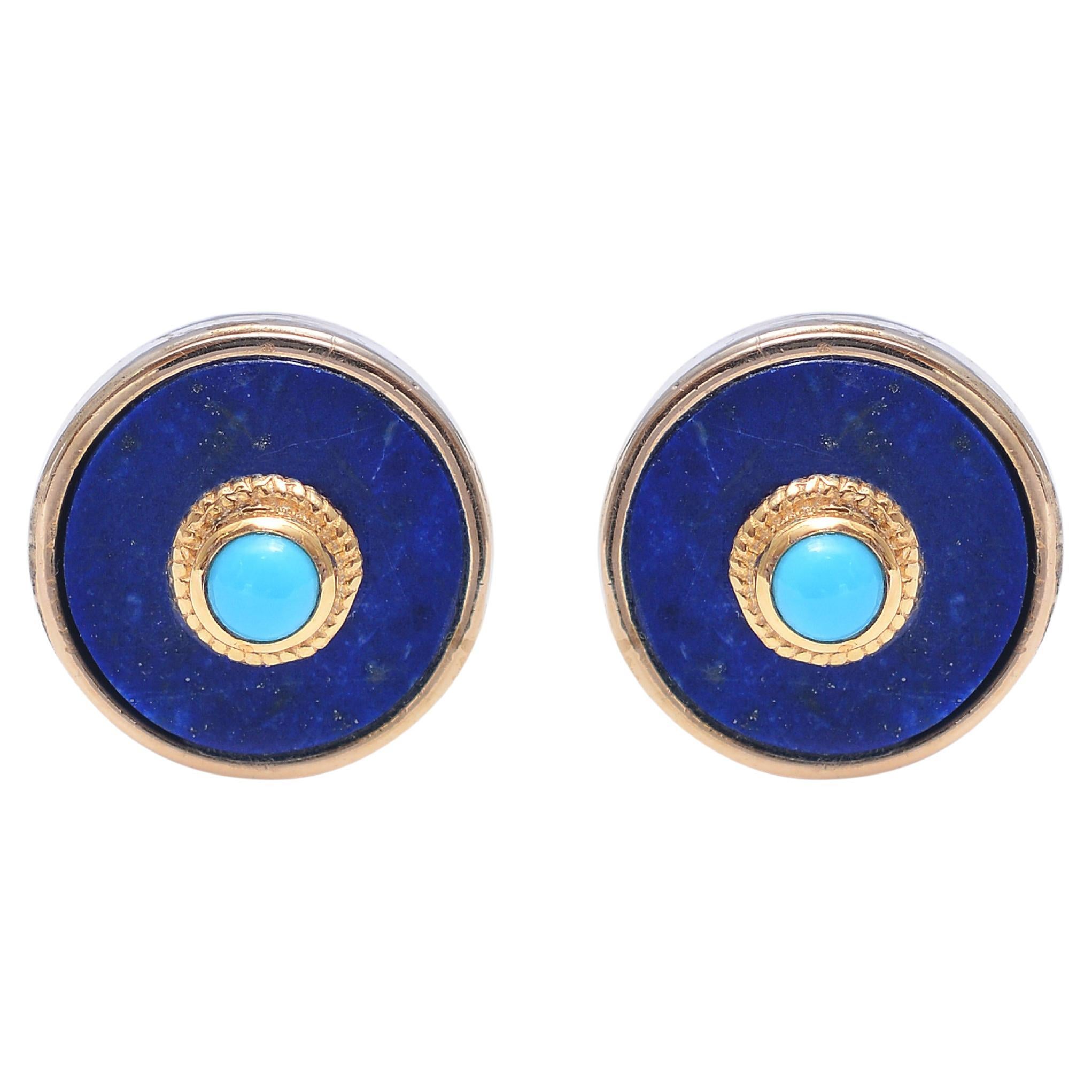 Antique Turquoise Gold Cufflinks at 1stDibs