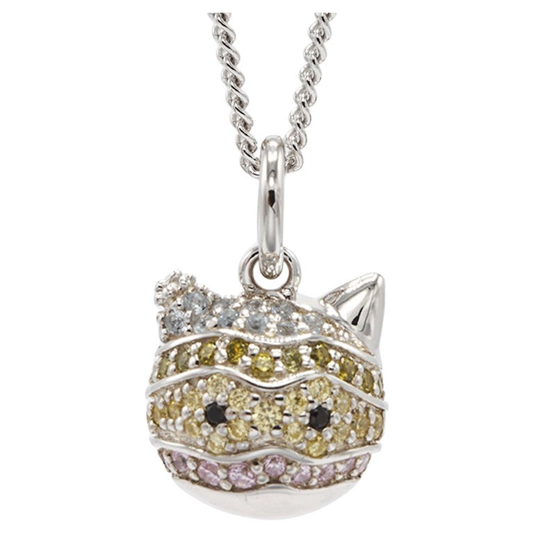 Silver Disco Kitty Pendant For Sale at 1stDibs