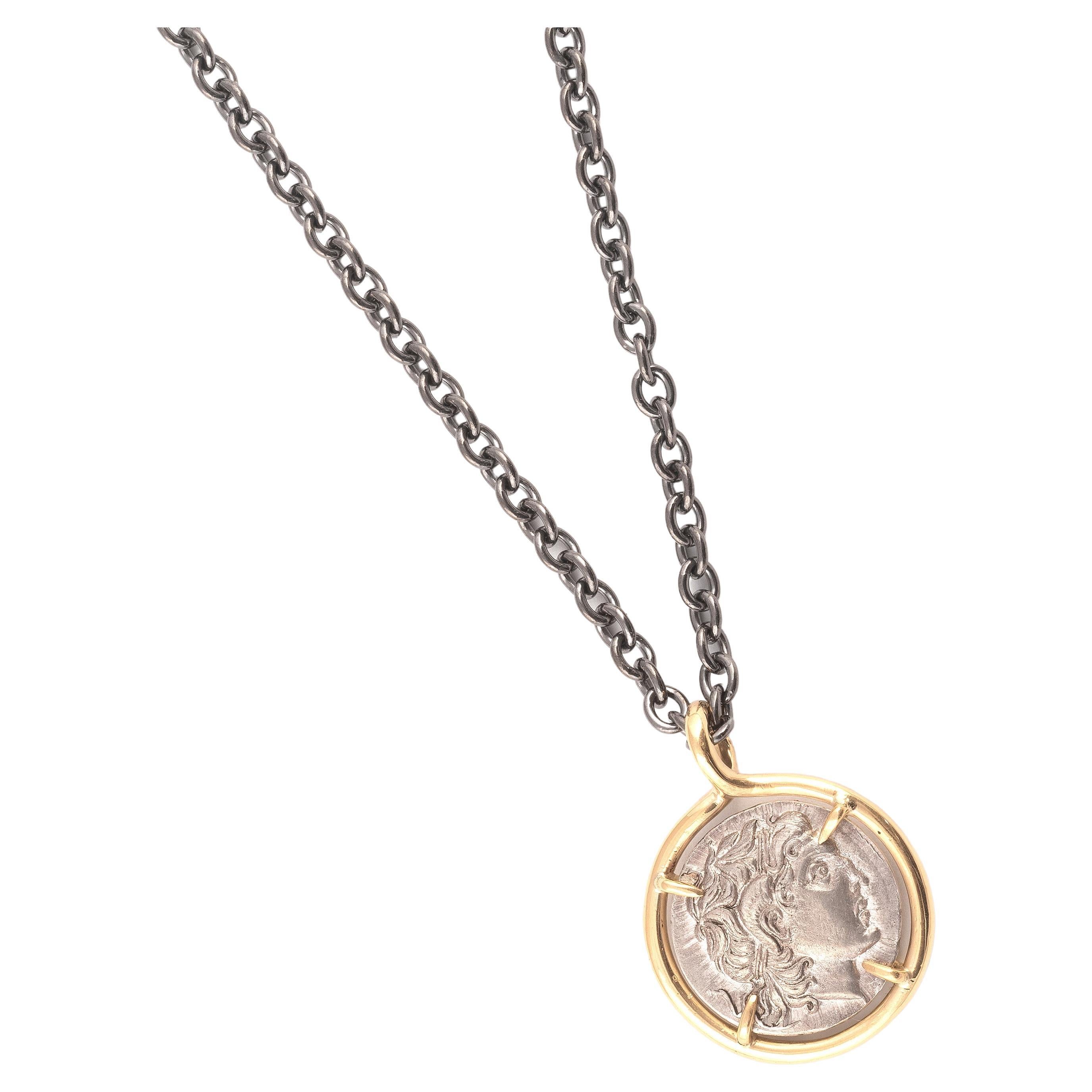 Silver Naxos Tetradrachm of Alexander III Set 18kt Gold Pendant Circa ...